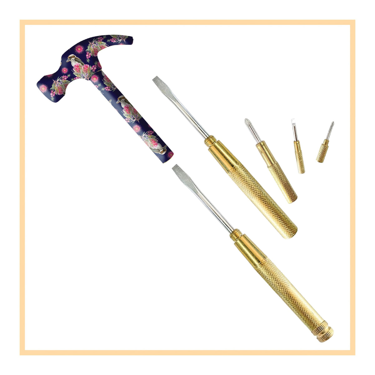 Hammer & Four Peice Screwdriver Set - Happy Emu – Lazy Frog Gifts